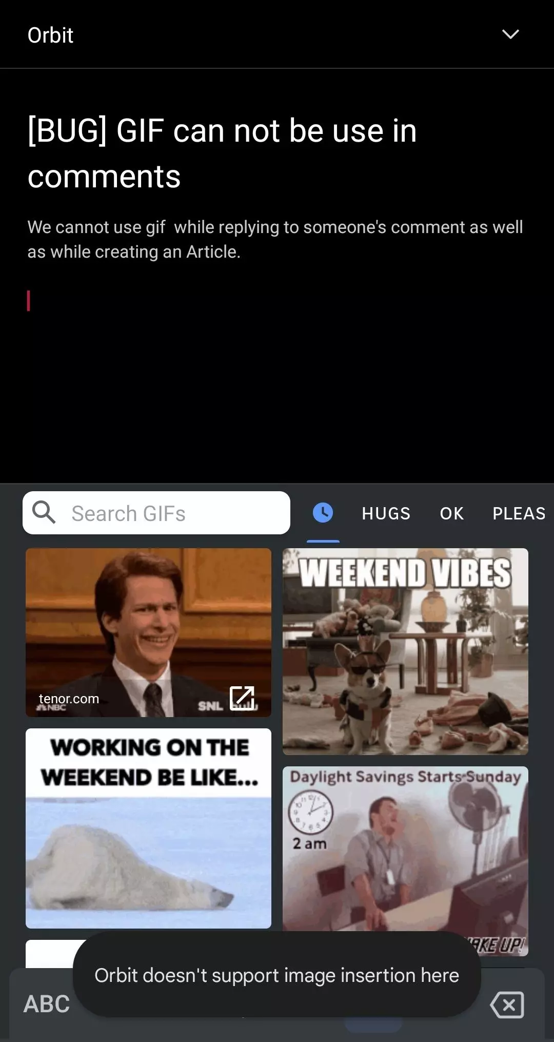 [BUG] GIF can not be use in Comments and Articles.