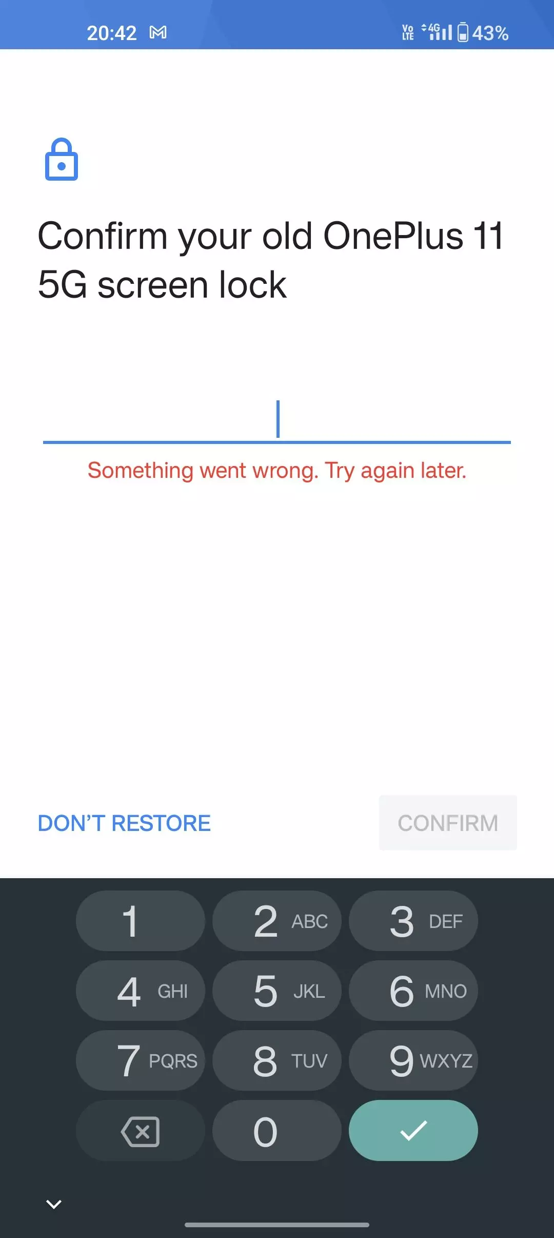 How to retrieve the old one plus 11 5G screen lock password