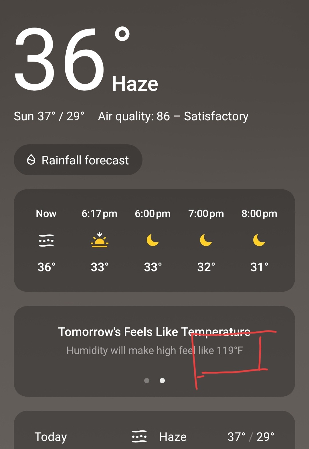 Bug in weather app