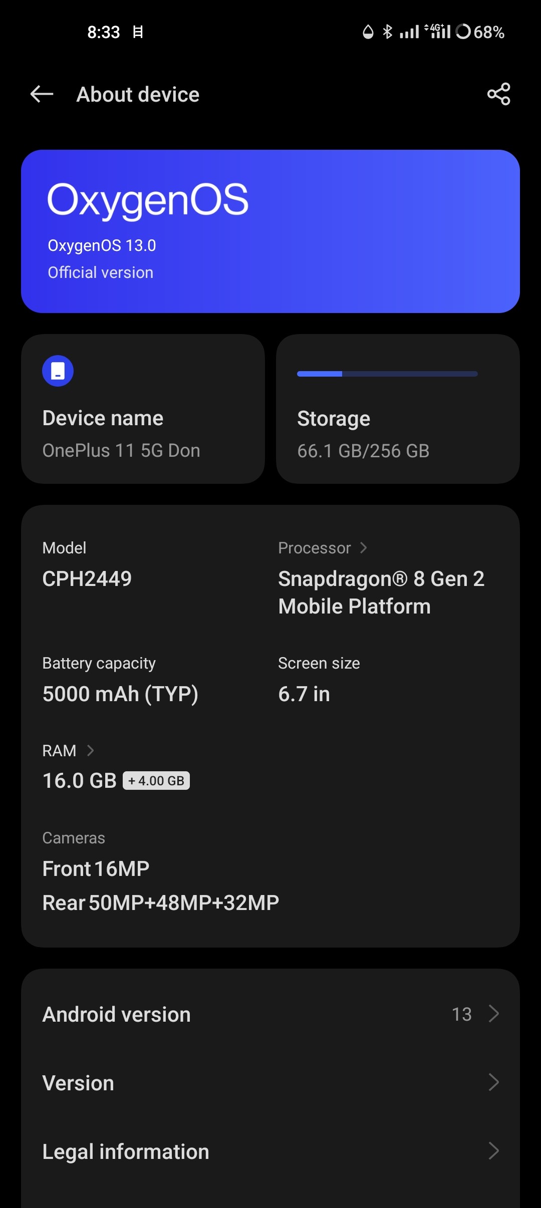 Oxygen OS 13 update for Model : CPH2449 variant