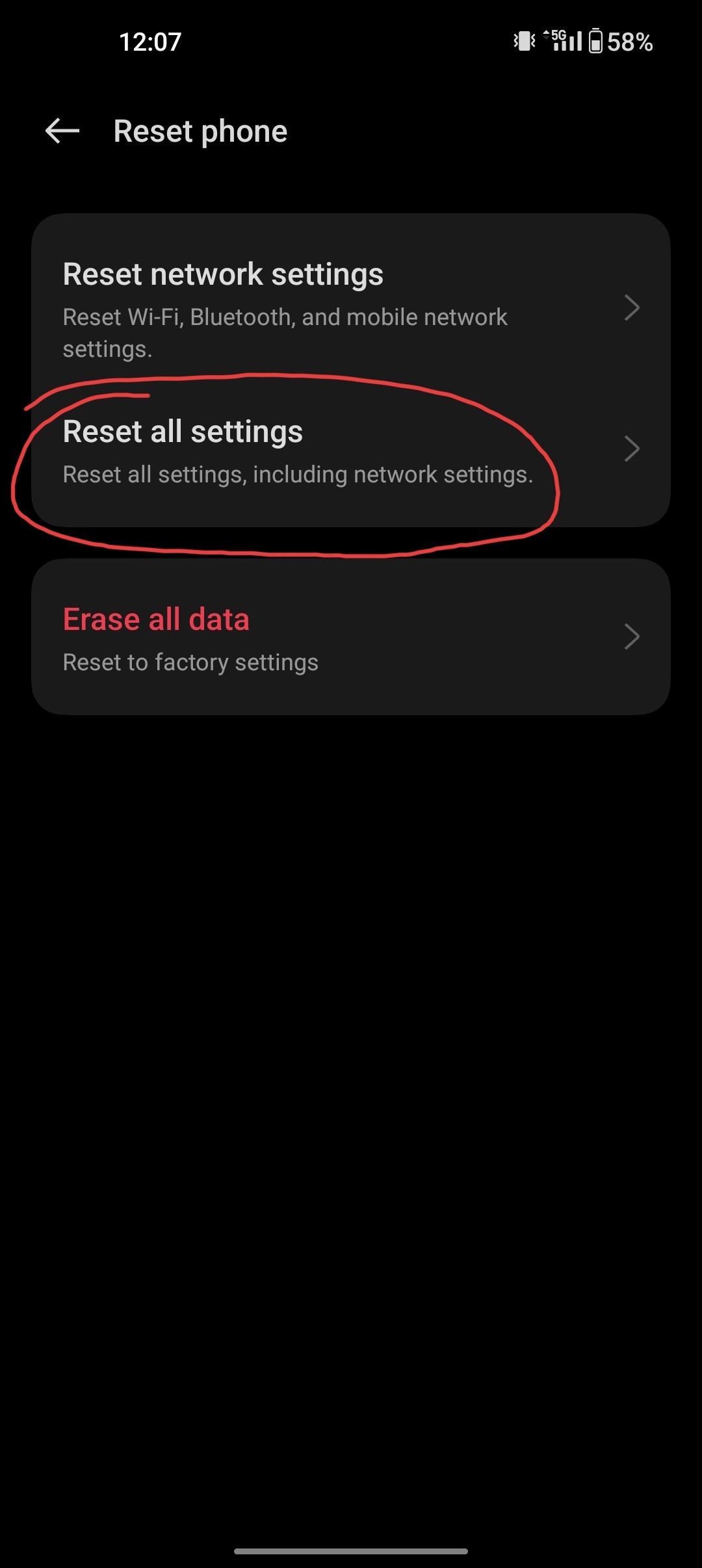 Reset App preferences