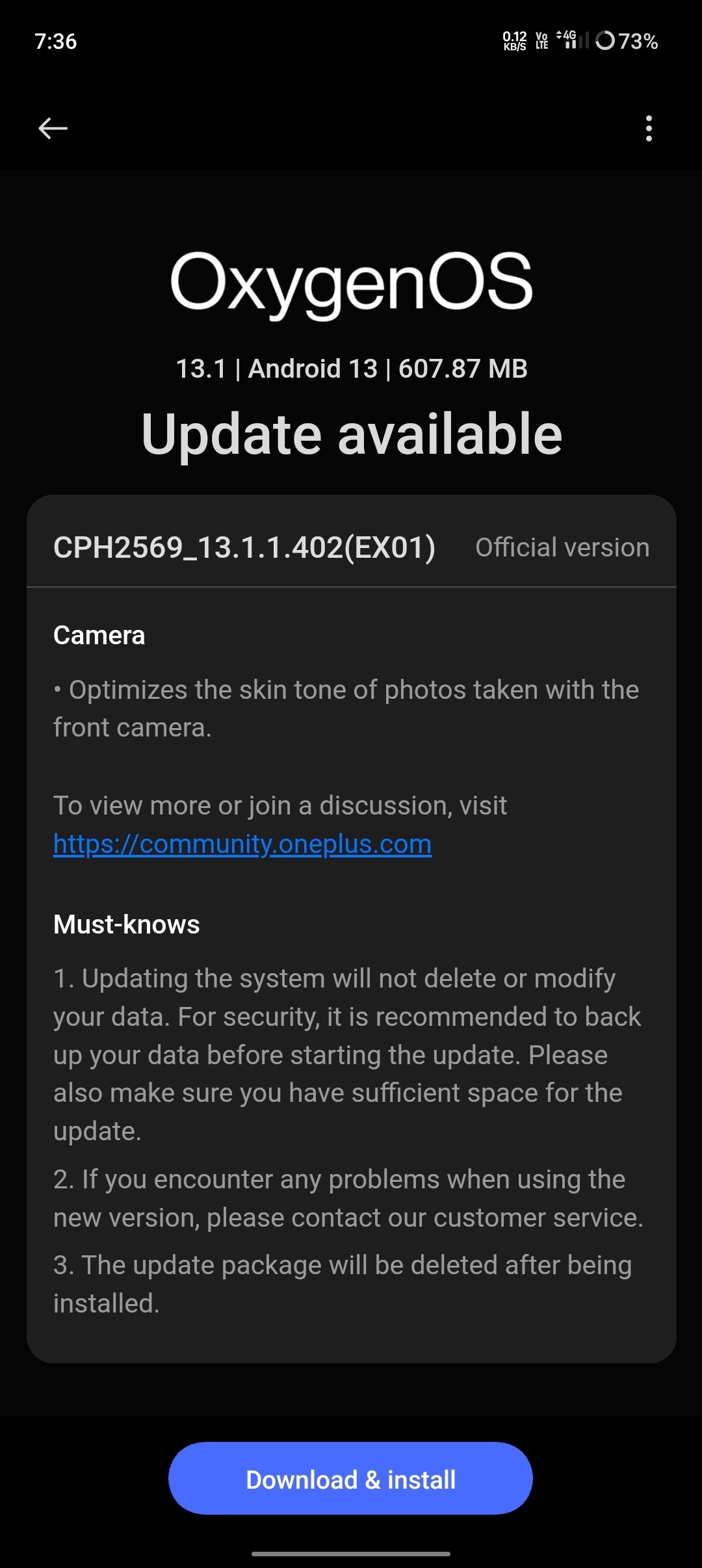 After installing the new update (CPH2569_13.1.1.402),Many us