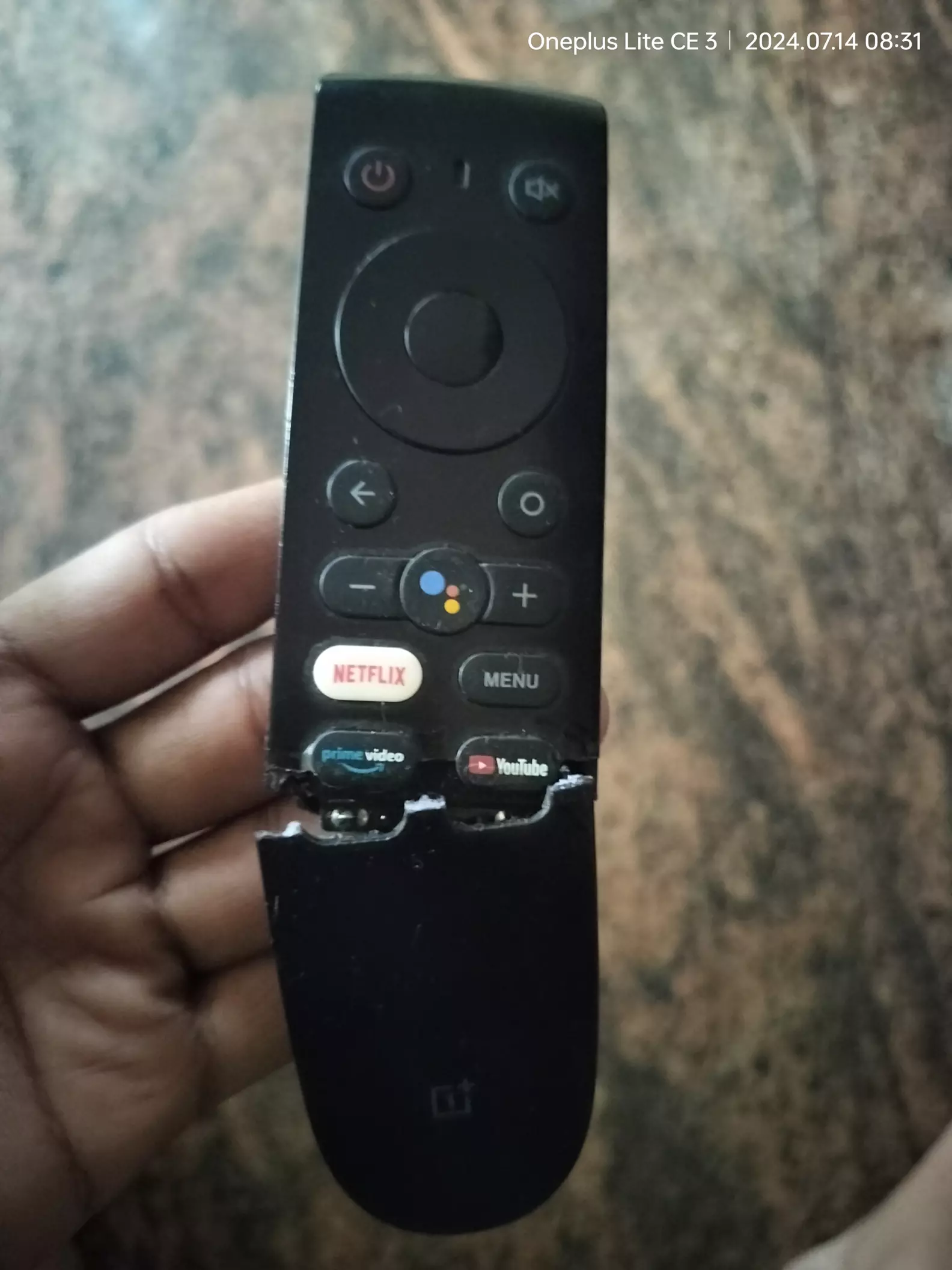 My TV remote broke into two pieces and I'm not able to turn