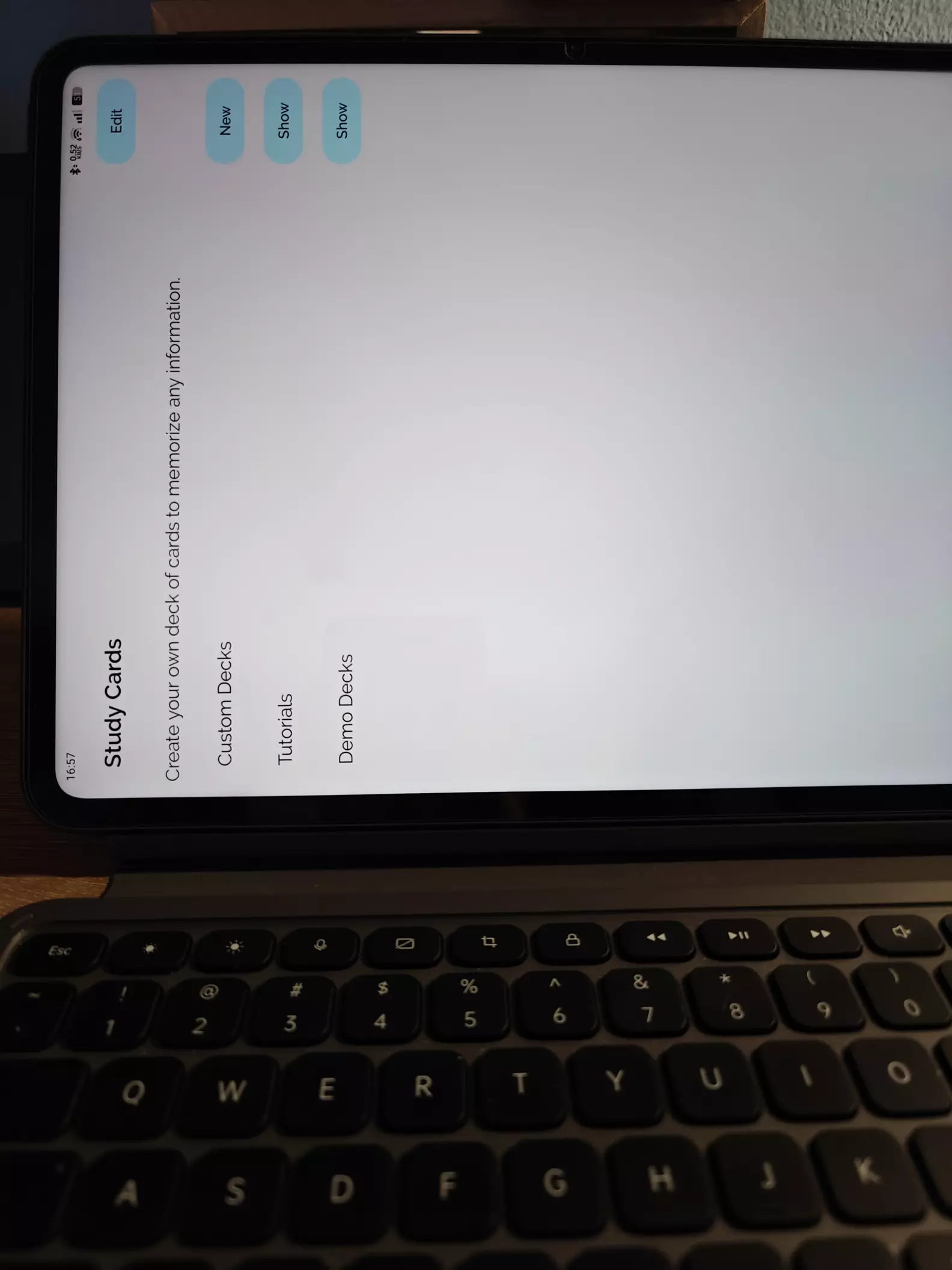 Apps in vertical format with the tablet horizontal.