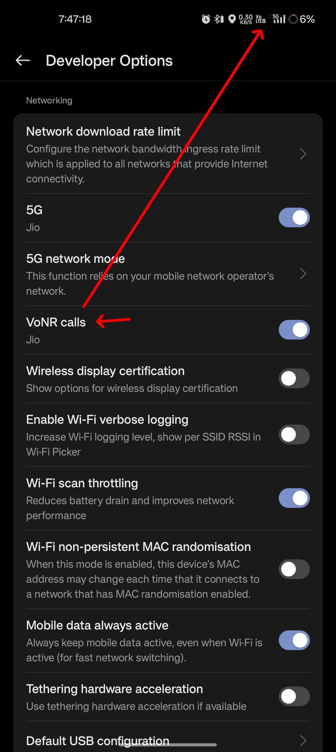 Incorrect Display of VoLTE Icon Instead of VoNR on OnePlus Devices