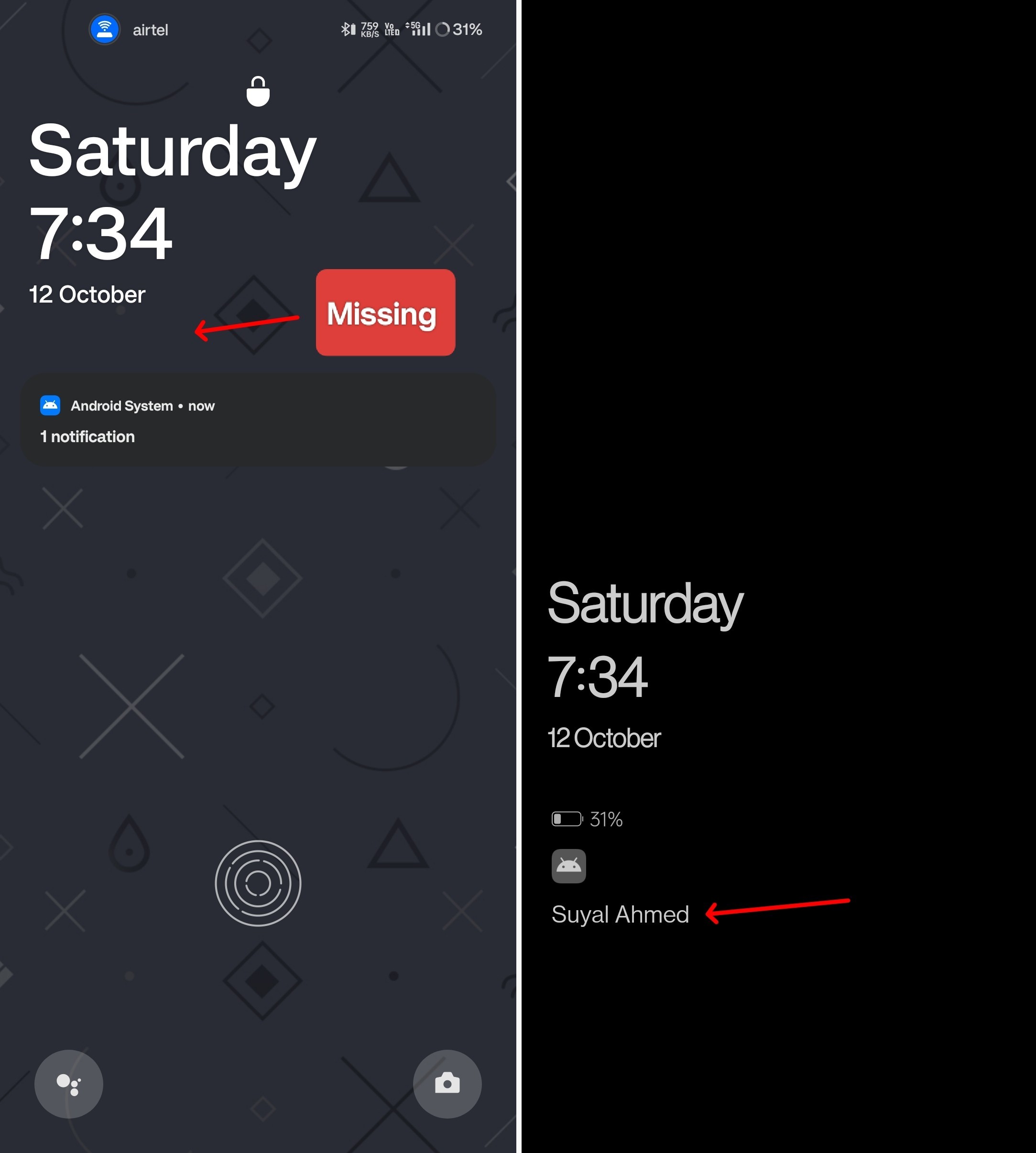 Reintroduce 'Add text on lock screen' setting in OxygenOS