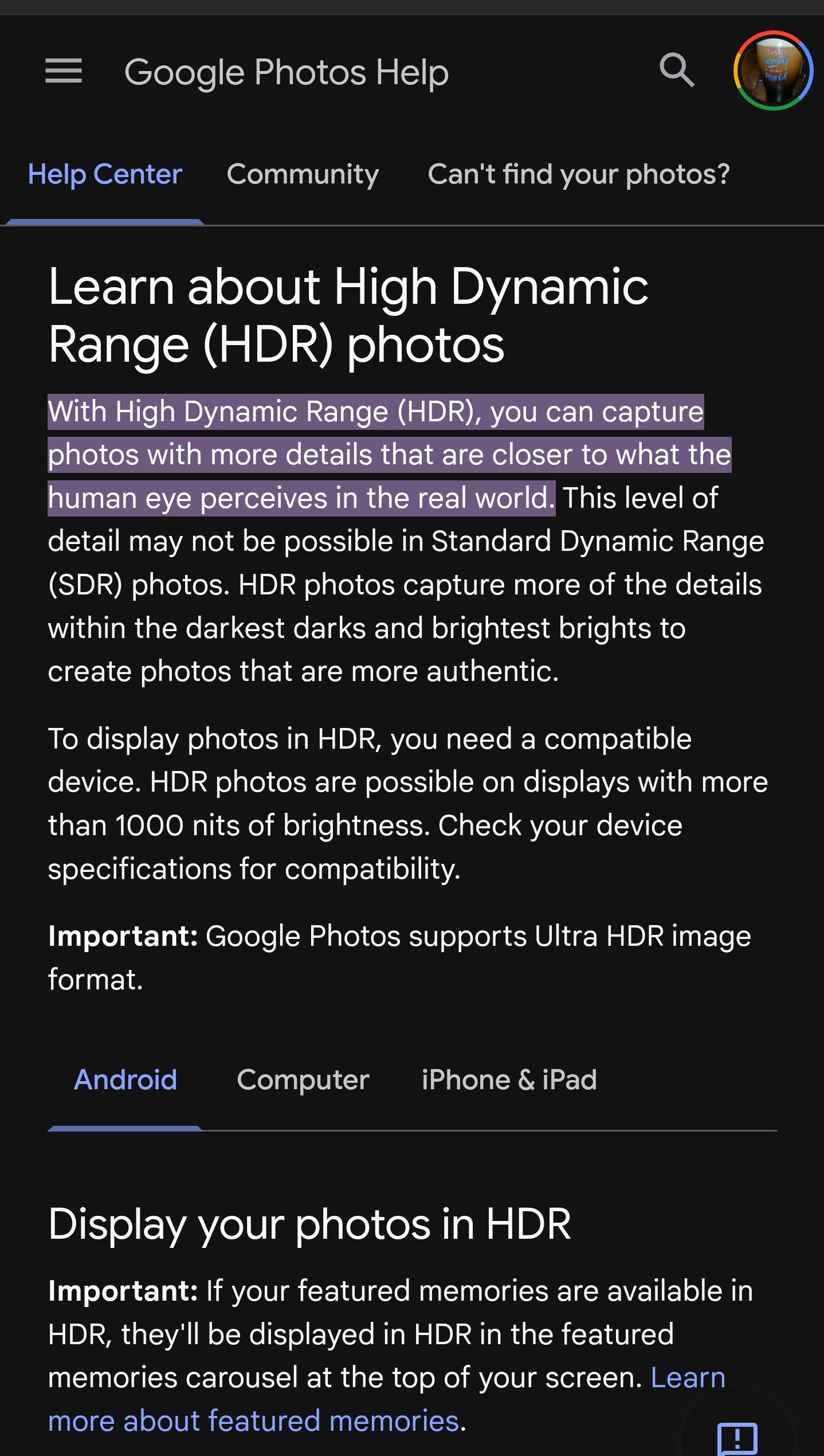 HDR , pro XDR options