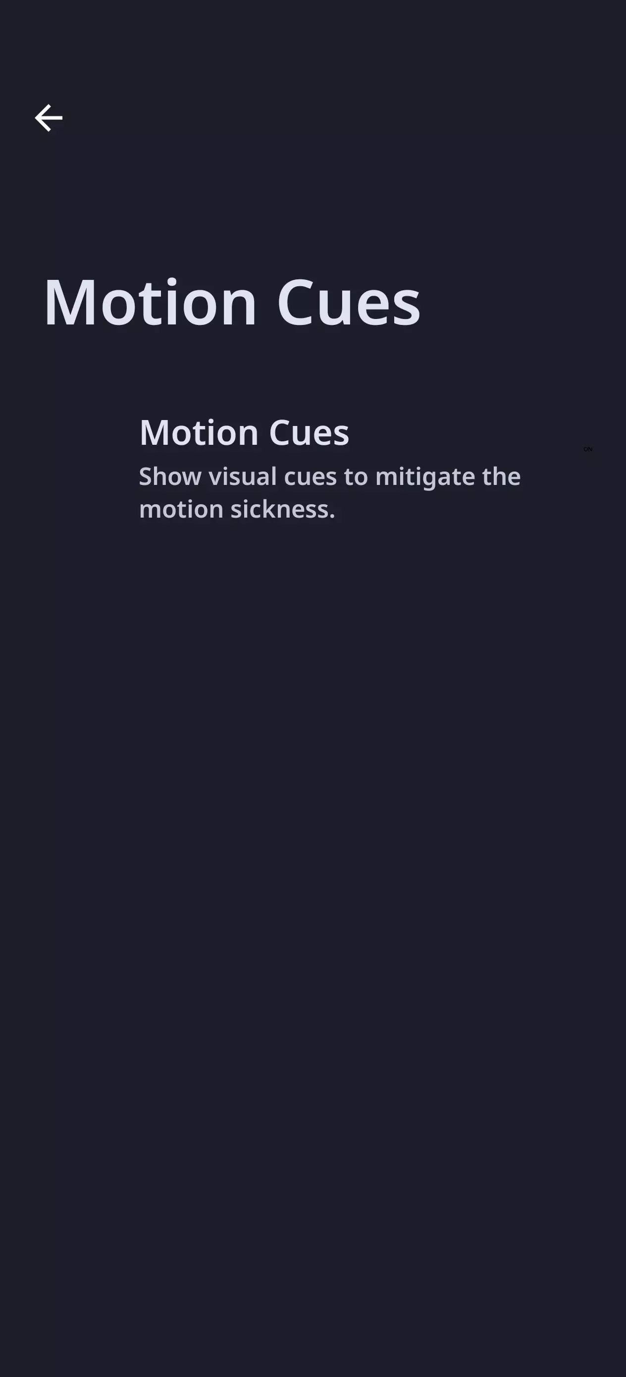 MOTION CUES feature in OP12R