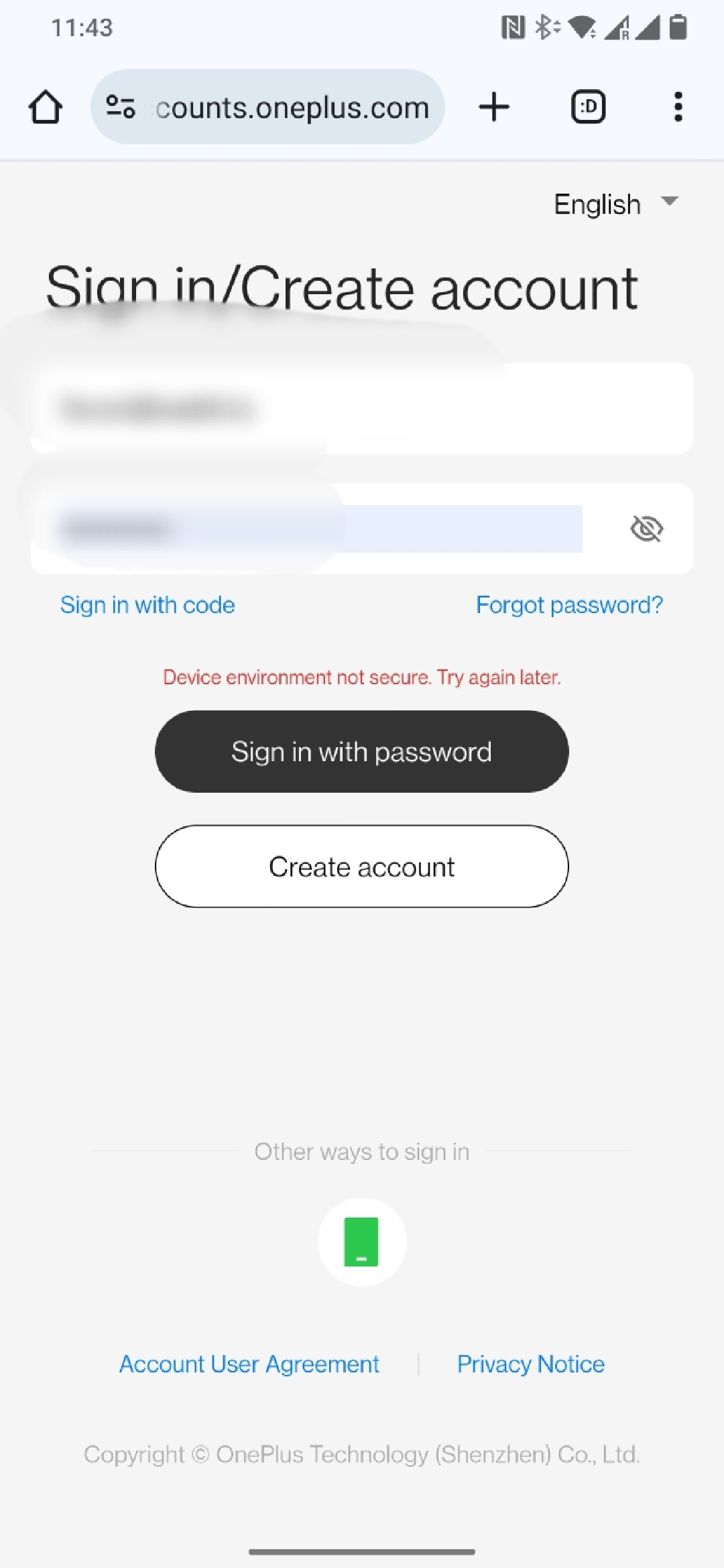 Account login issues after filling in the correct username and password