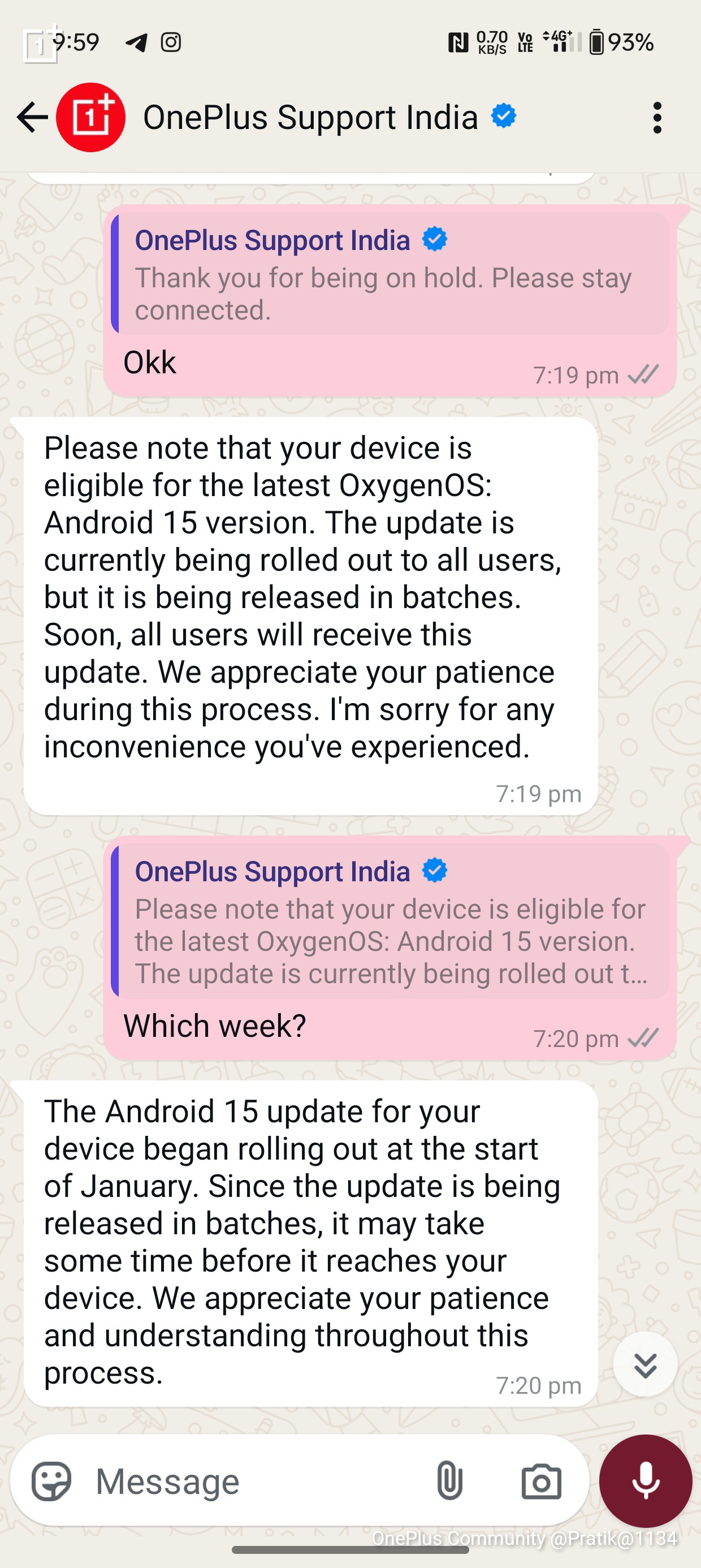 As per chinese OnePlus community official information. The A