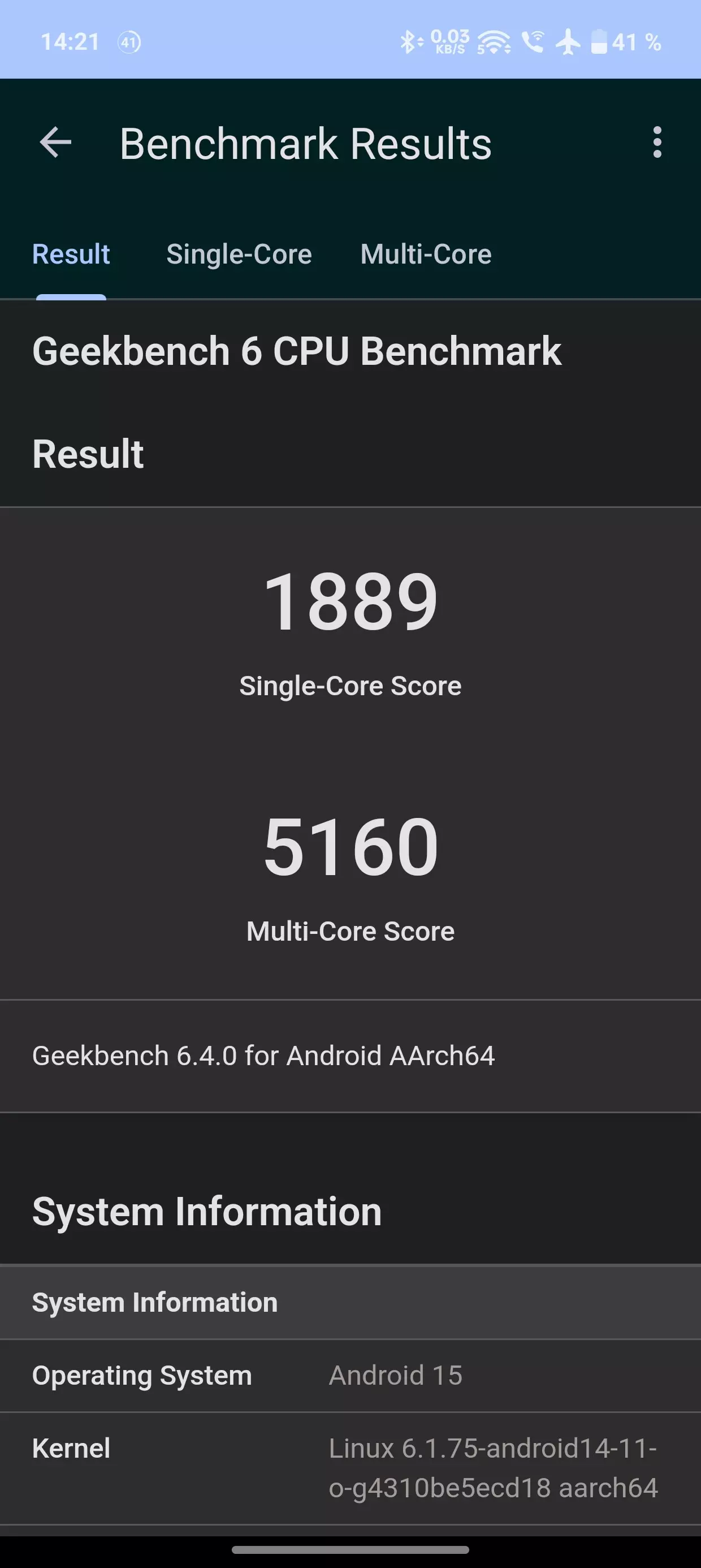 Geekbench Score after update 500th version 2663 EU. I ran th