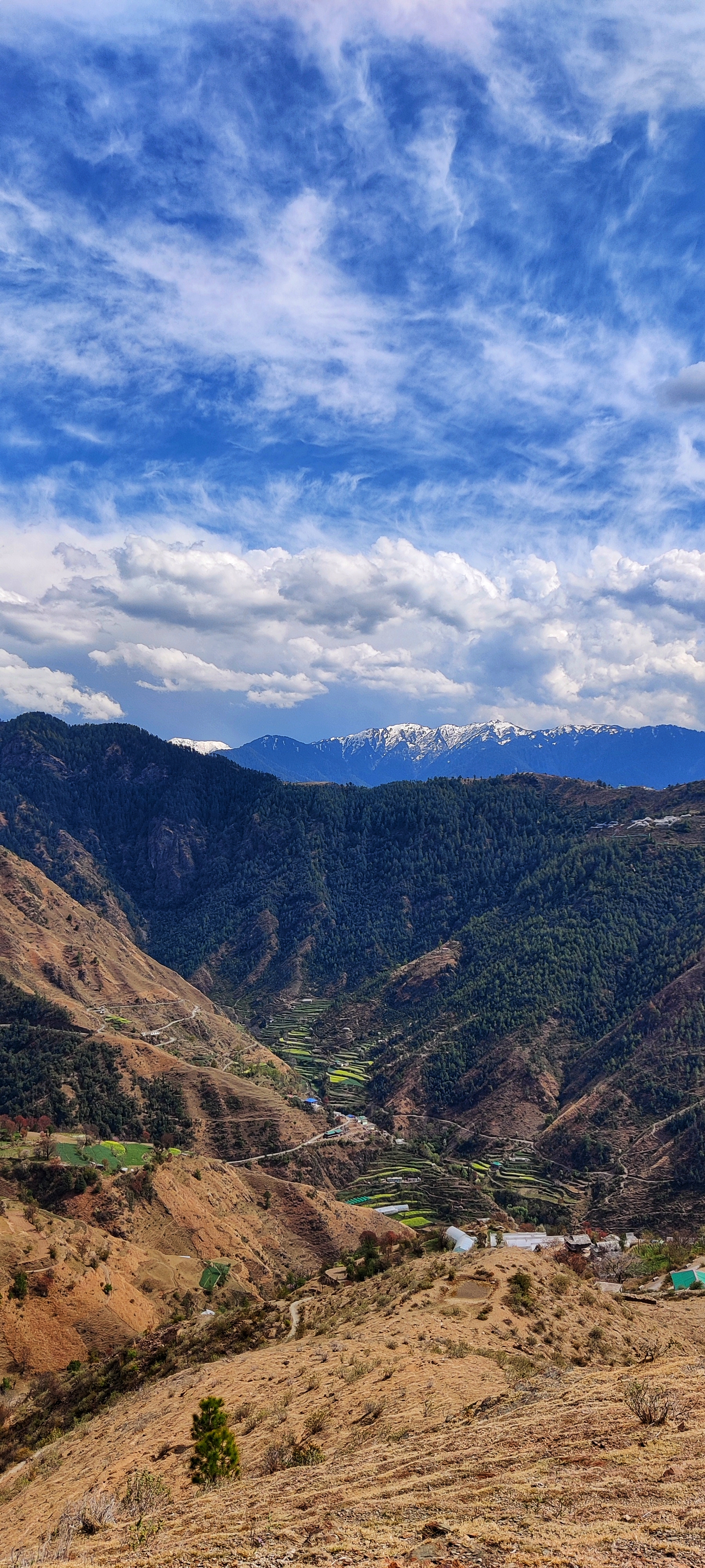 Snow-coverd Churdhar Peak in March. Mountains look pretty in
