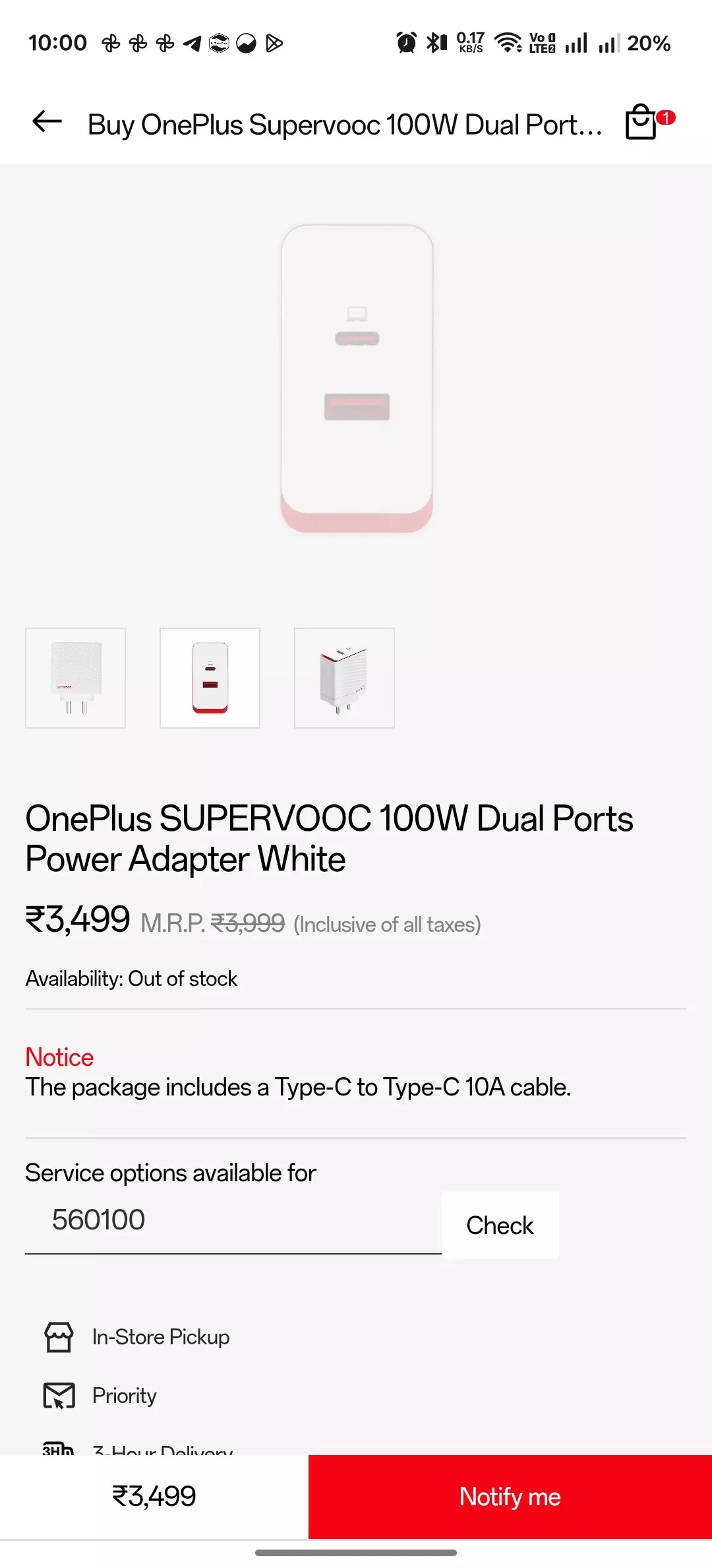 Oneplus Dual ports 100W charger out of stock for over 3-4 months.