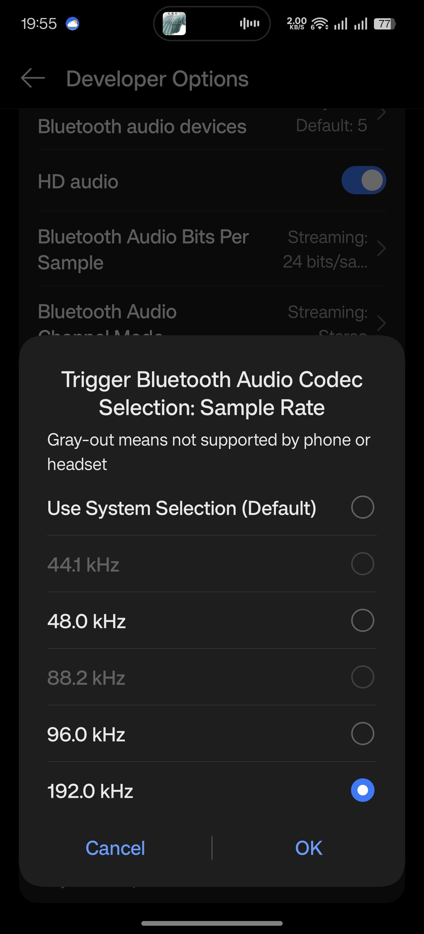 Setting 192kHz Sample rate as default