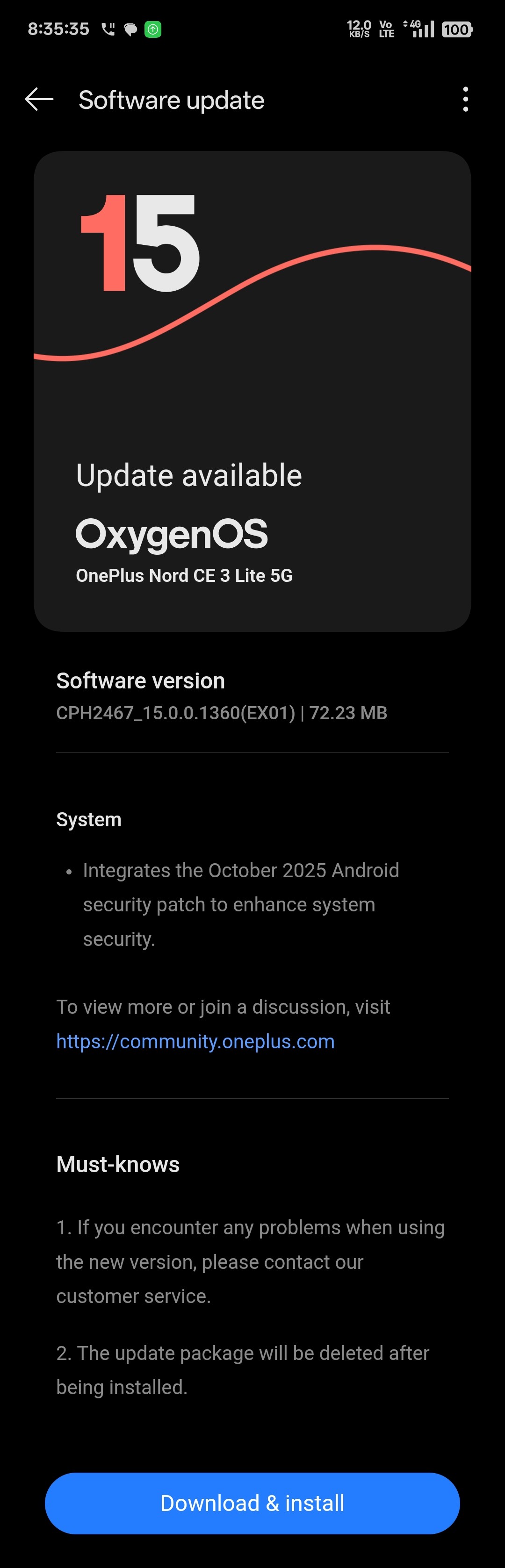 OxygenOS 15.0.0.1360 for the OnePlus Nord CE3 Lite 5G [IN/GLO ADDED]