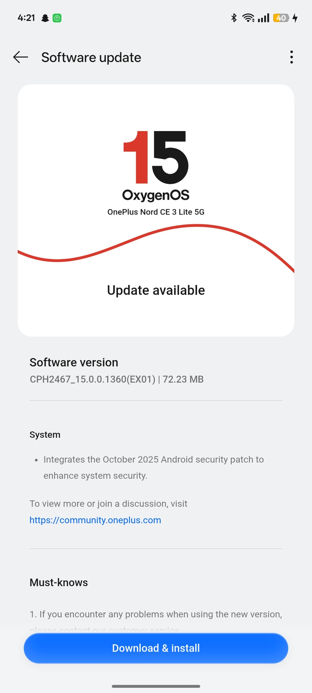 OxygenOS 15.0.0.1360 for the OnePlus Nord CE3 Lite 5G [IN/GLO ADDED]