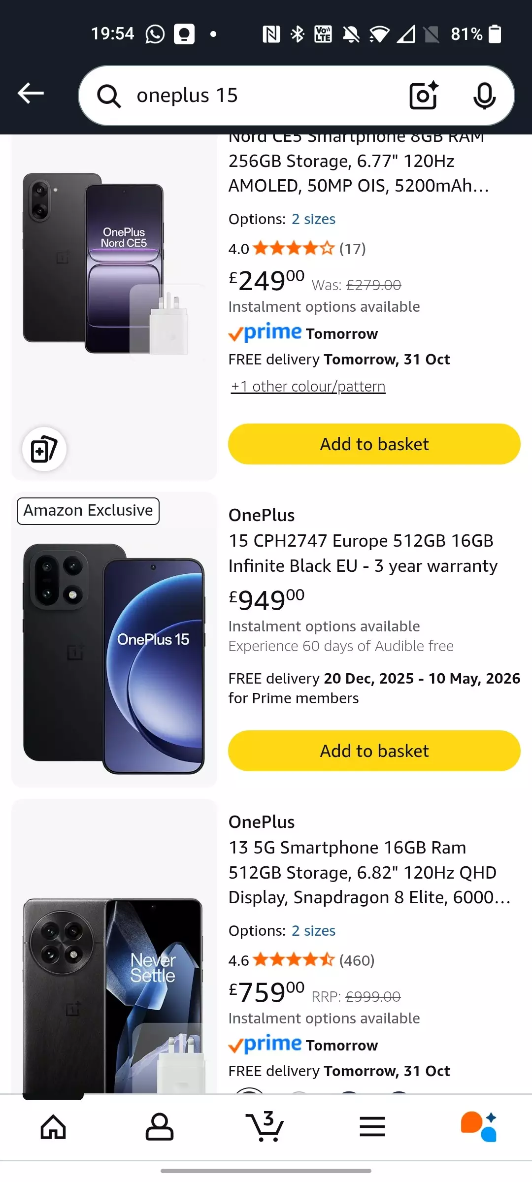 OnePlus 15 price reveal (UK)