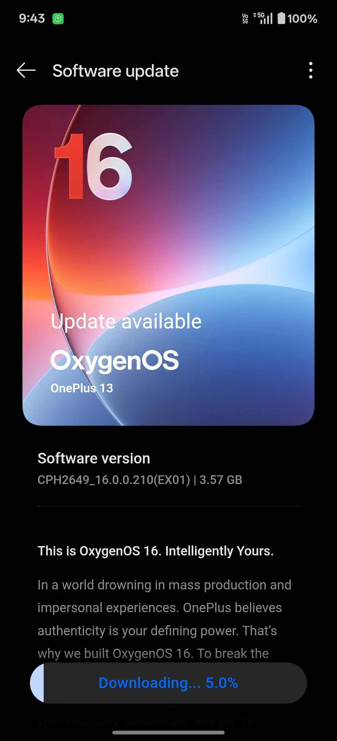 [CLOSED] Received Oxygen OS16 update