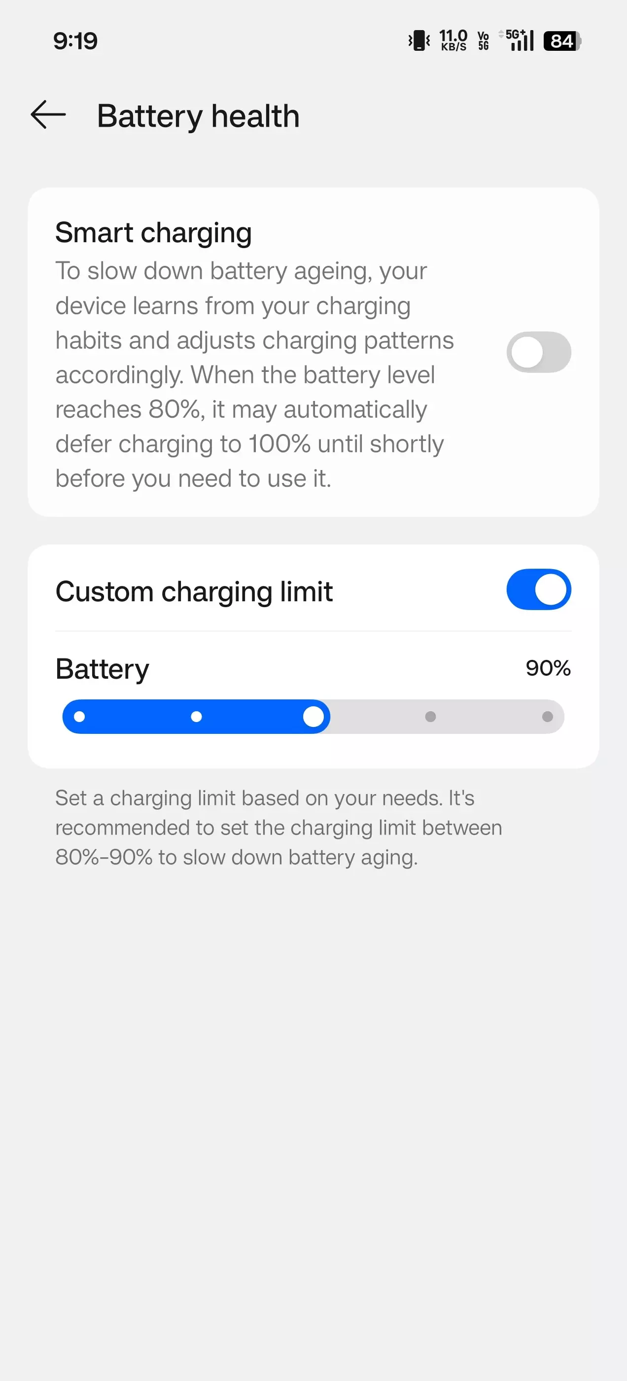 Missing battery health option