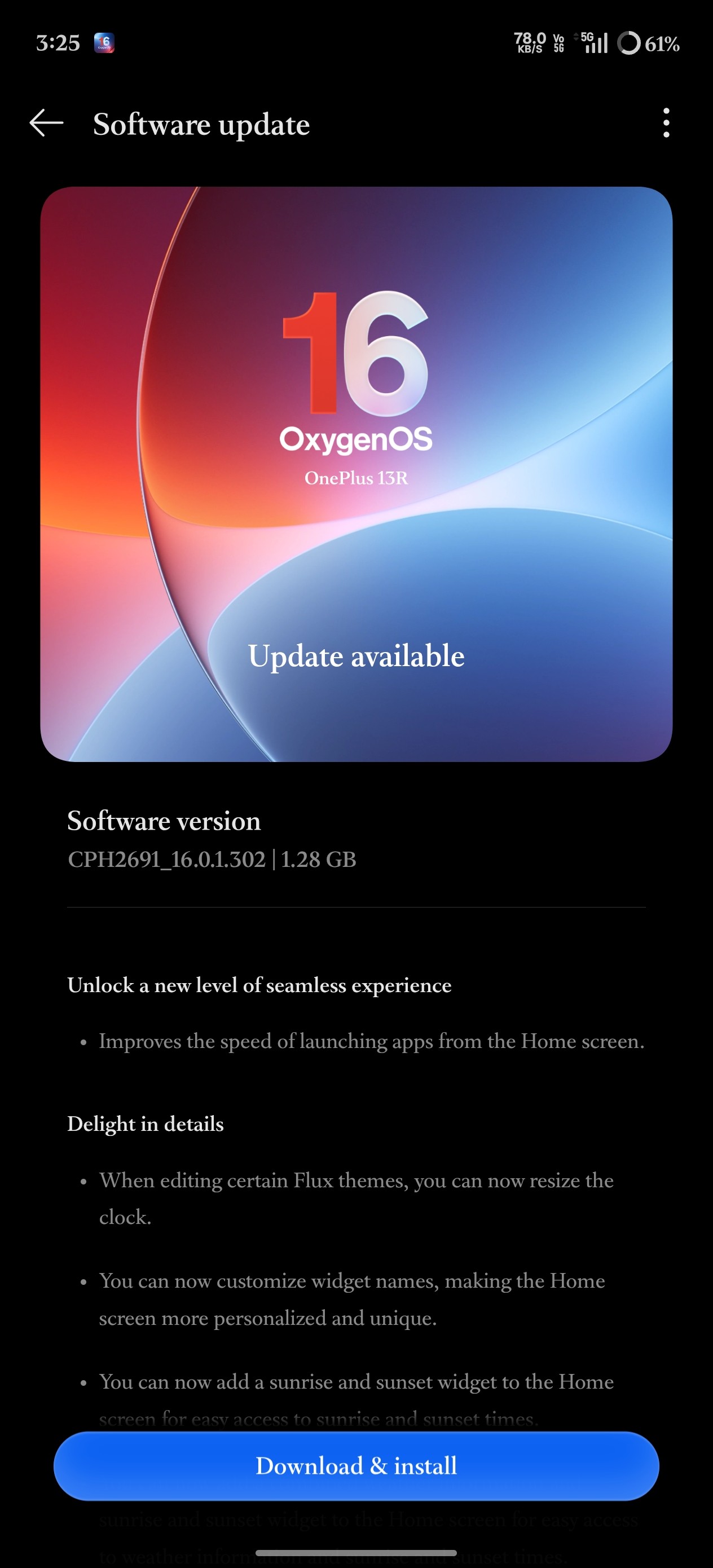 OxygenOS 16.0.1.302 for the OnePlus 13R [IN]