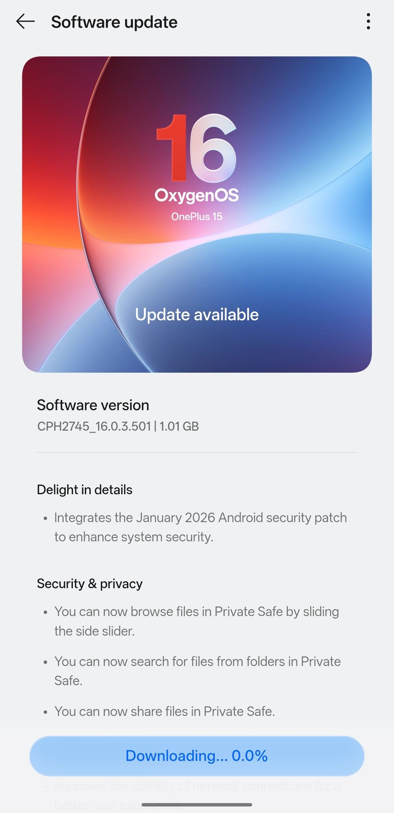 New Update For OnePlus 15