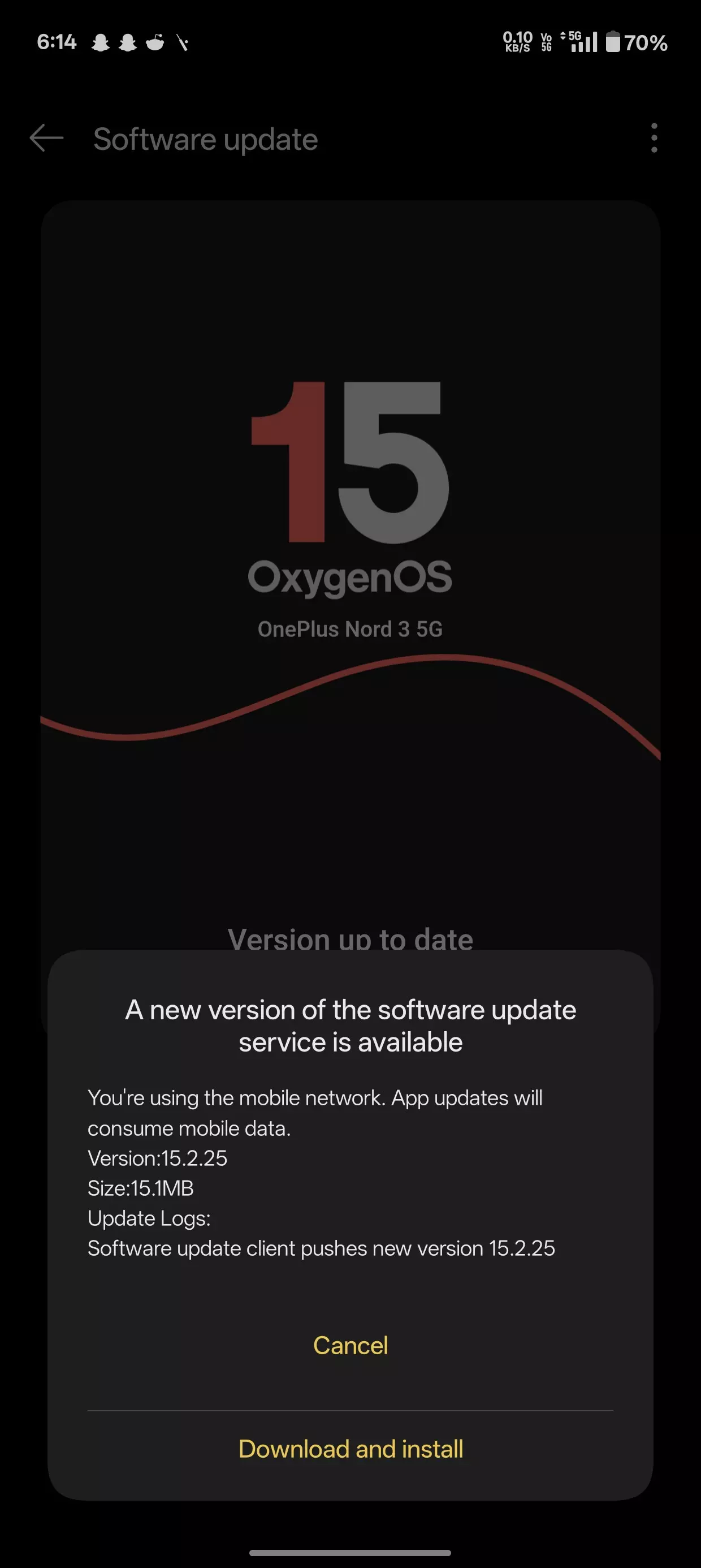 A new version of the software update is available