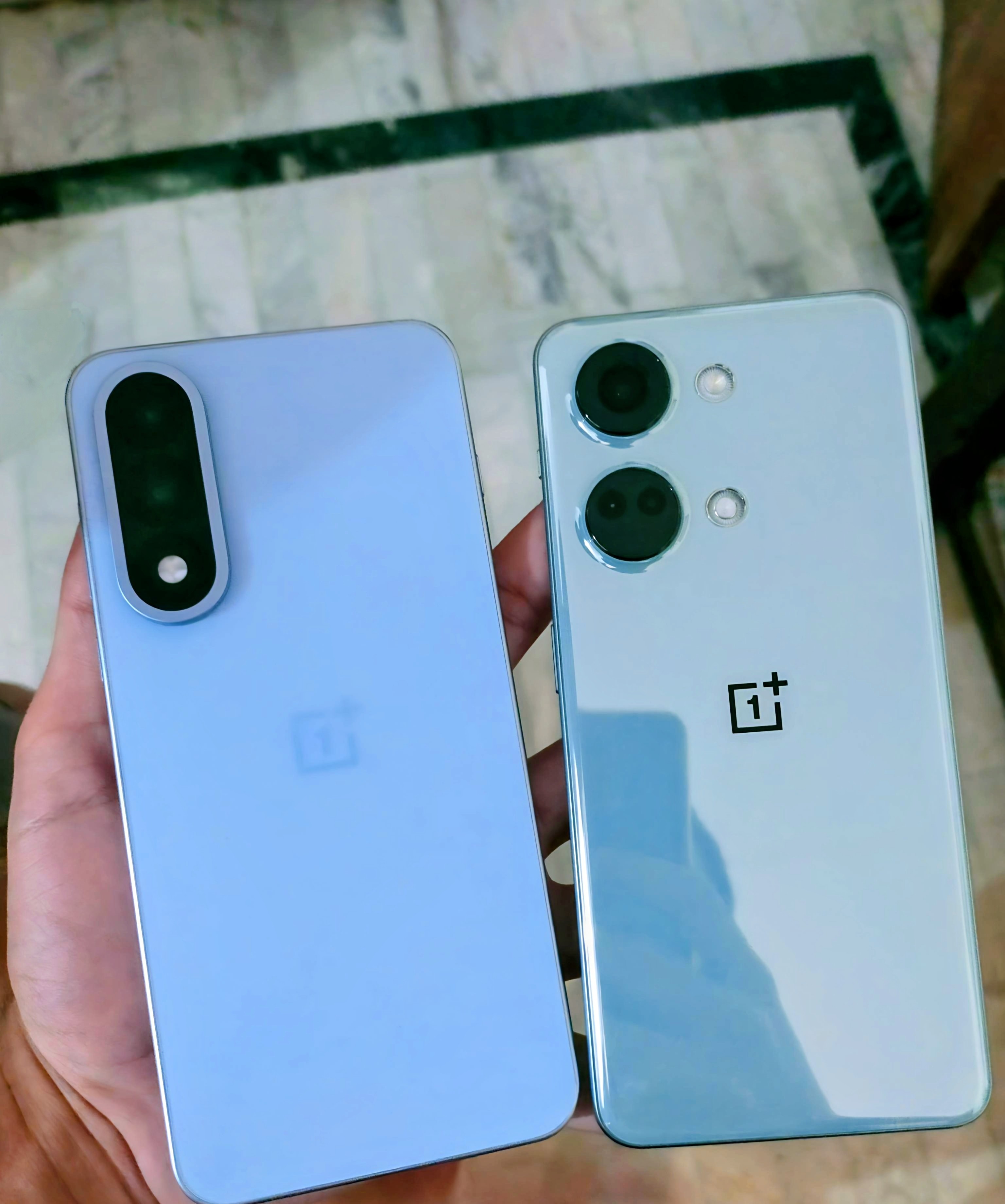 The OnePlus Nord 3 and the Nord 5 in the same picture.One of