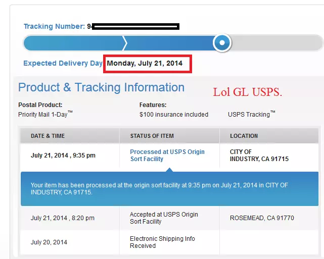 So according to USPS...