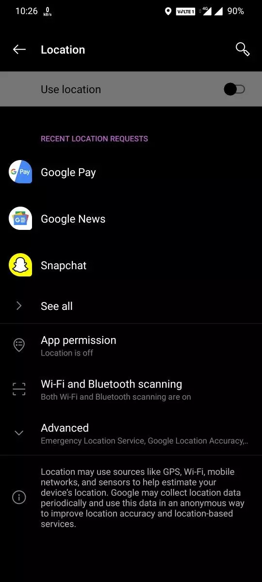My location is off, but it's showing on in notification bar