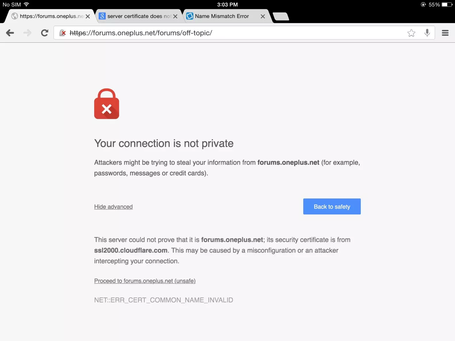 Ssl certificate invalid error???