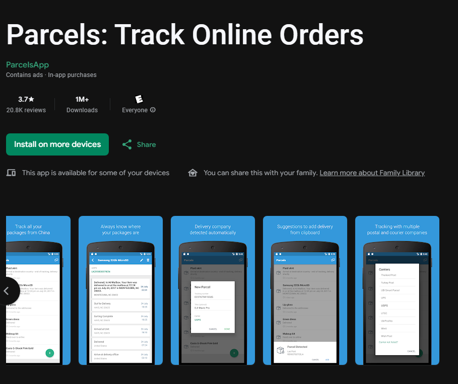 Parcels - Universal Parcel Tracking