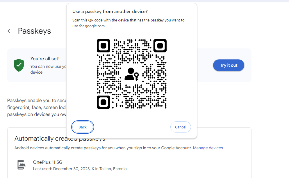 QR-based passkey auth seems broken