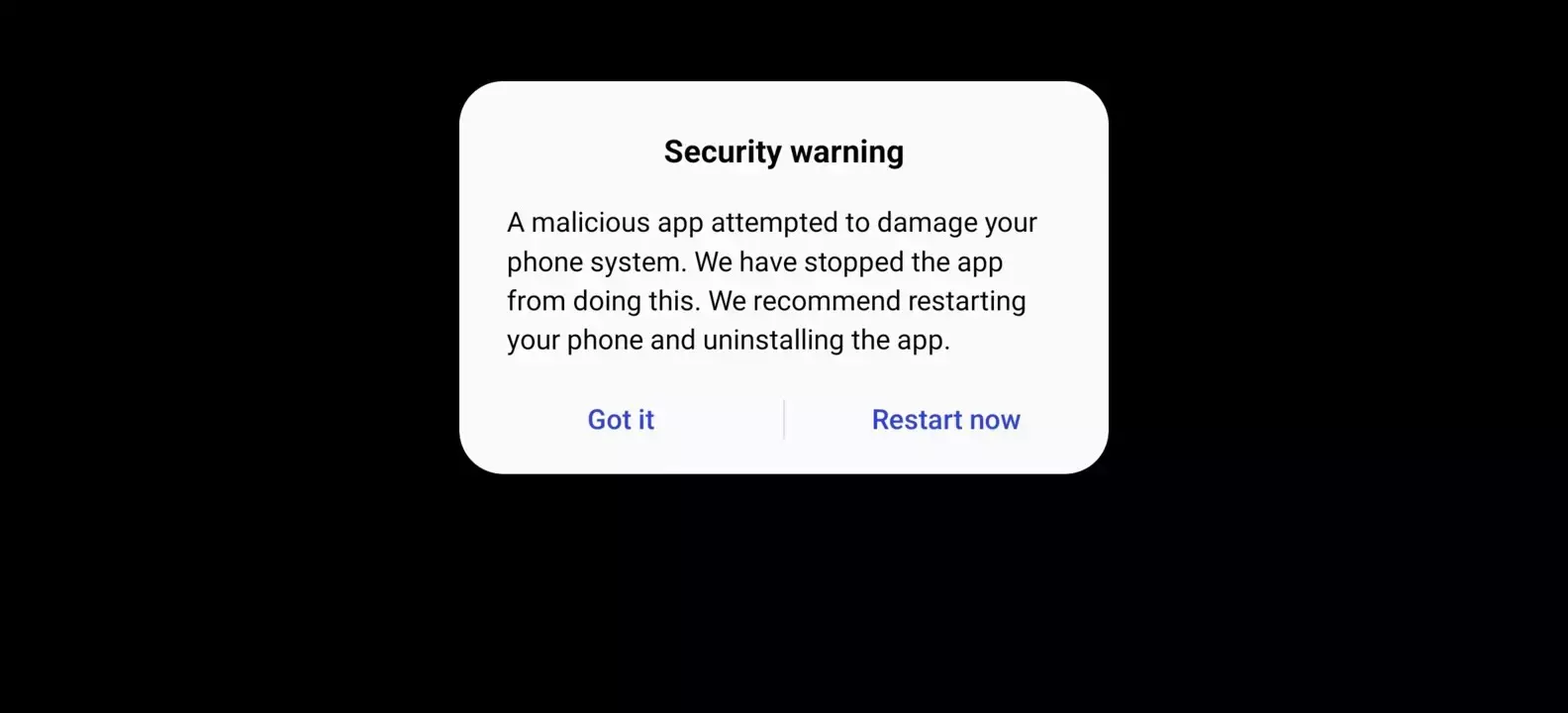 "a malicious app was damaging your device" - Windows emulation