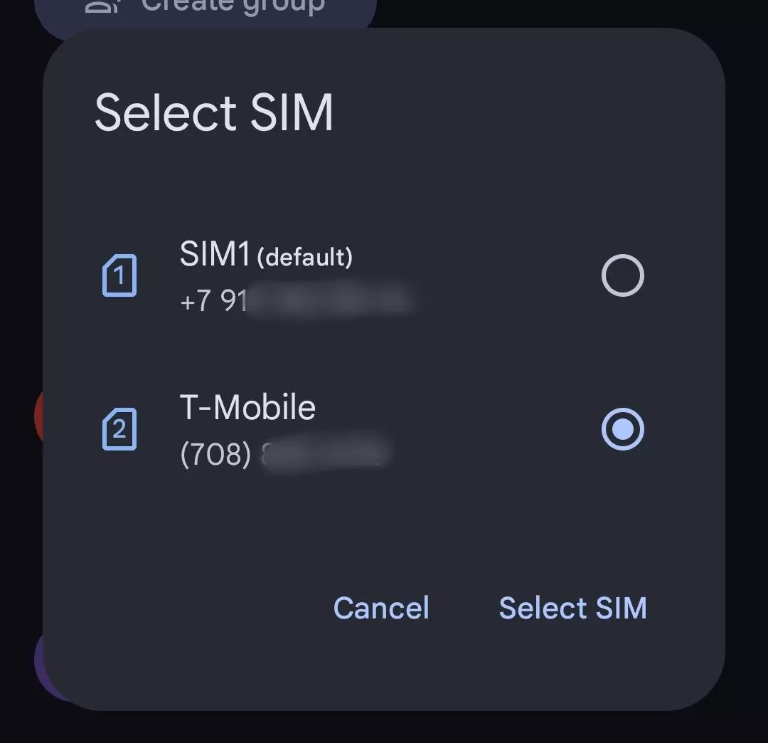 Default sim for messages